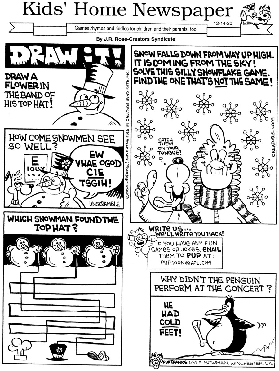 Kids' Home Newspaper for Dec 14, 2020, by | Creators Syndicate